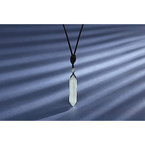 YATOJUZI Labradorite Healing Crystal Stone Necklace Hexagonal Pointed Pendant Necklaces Adjustable Rope Natural Gemstone Necklace Reiki Enger Quartz Jewelry for Women Men