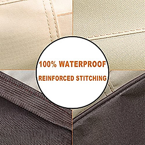 Yipincover Patio Chair Covers Waterproof 2 Pack,Adirondack Chair Covers,Heavy Lounge Deep Seat Chair Covers 600D Oxford Fabric (Beige & Brown,37" W×40" L×30" H)-1Year Warranty