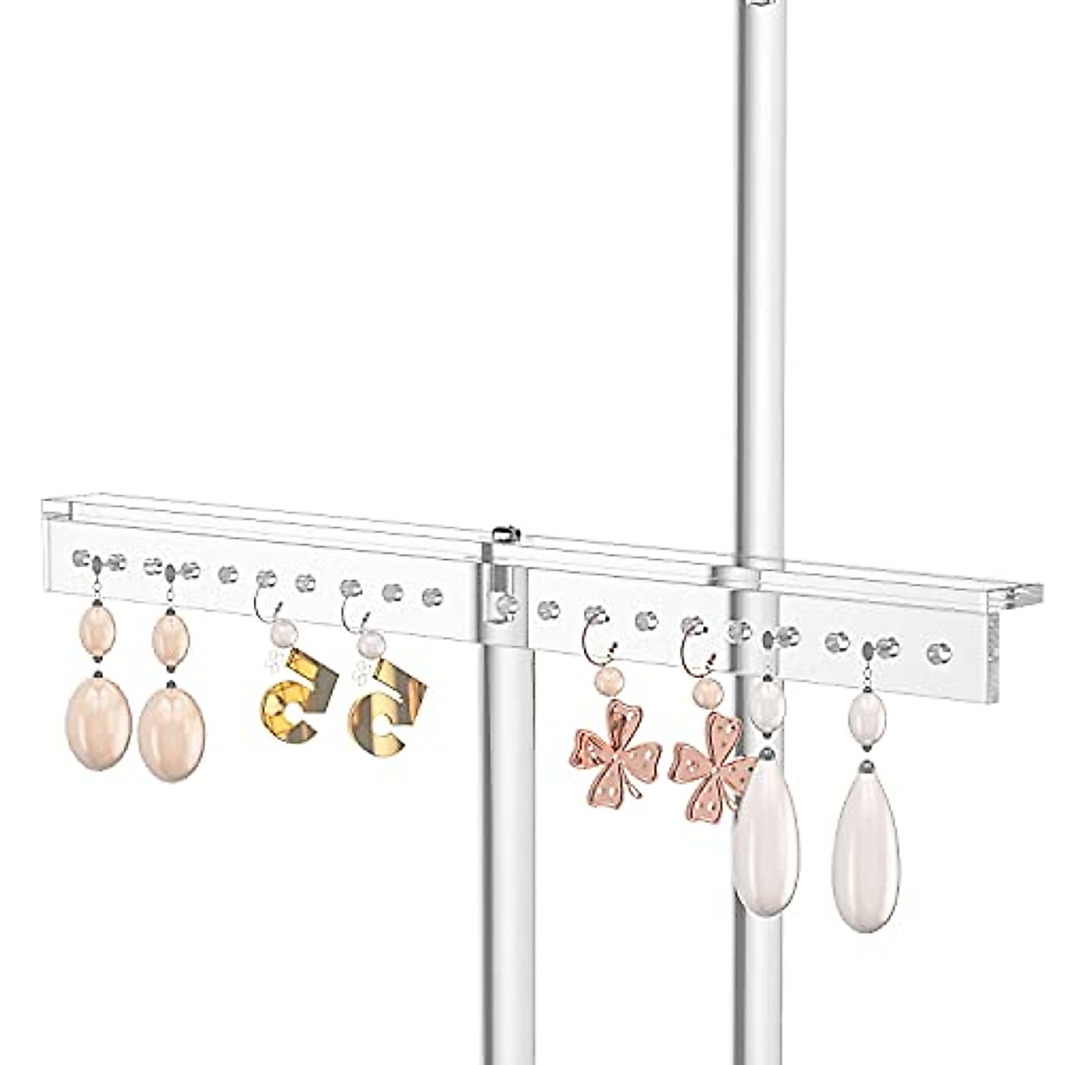 HIIMIEI Jewelry Stand Organizer 2 tier Acrylic tabletop Jewelry Tower Display for Necklaces Bracelets Earrings