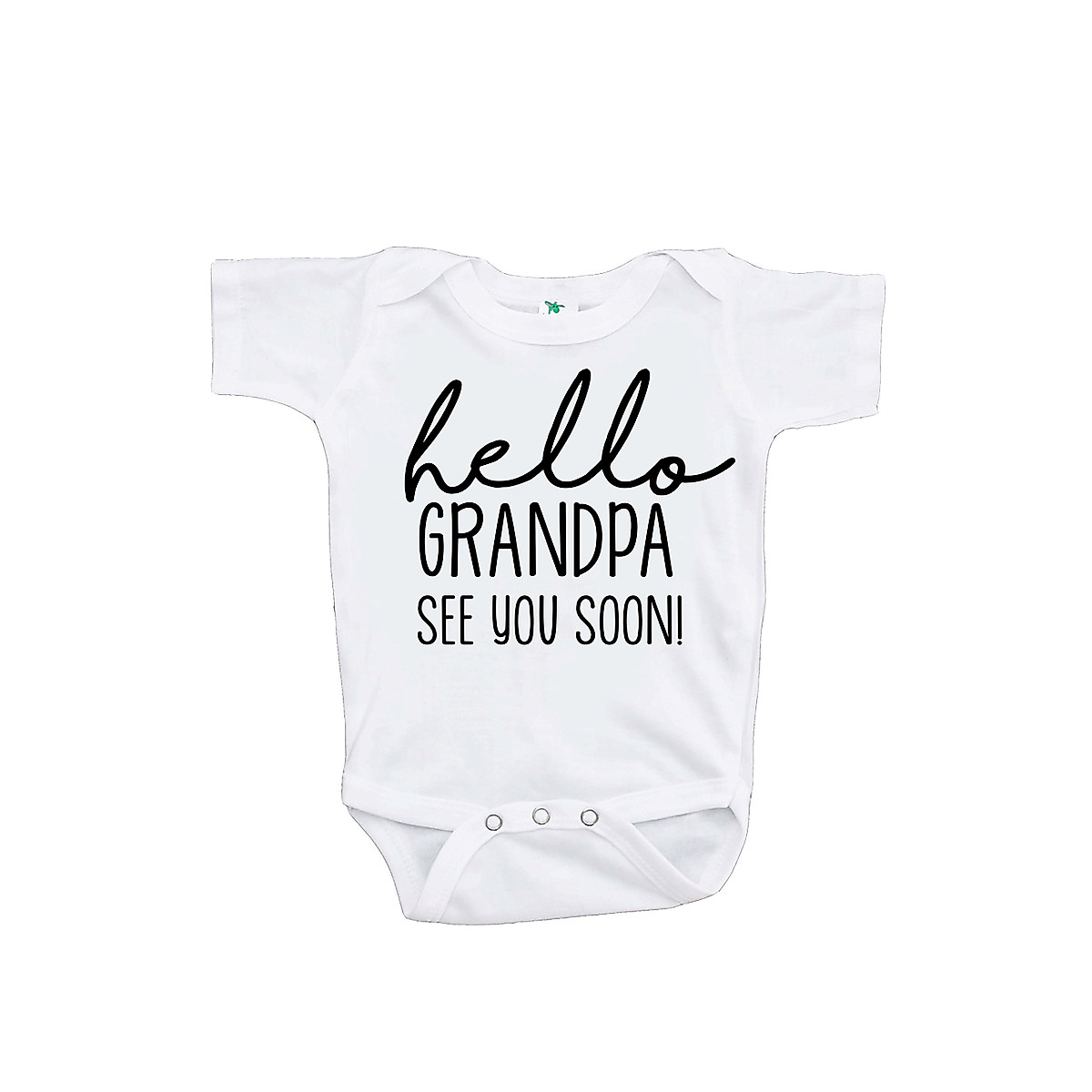 7 ate 9 Apparel Pregnancy Announcement Onepiece - Hello Grandpa, White, 0-3 Months