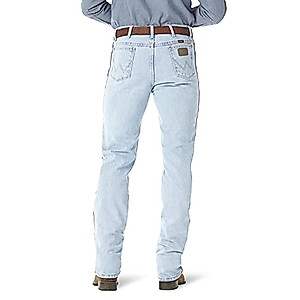 Wrangler Men's Cowboy Cut Slim Fit Jean, Gold Buckle Bleach, 32W x 34L