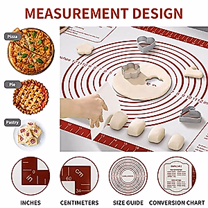 Silicone Baking Mat, 26" x 16" Extra Large Non Stick Pastry Mat with Measurement, Food-grade Reusable Dough Rolling Mat Nonslip Fondant Counter Oven Mat for Making Cookies Macarons Bread