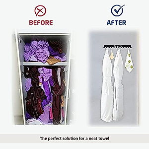 Towel Rack Holder Wall Mount – Towel Rack Hook Bathroom Space Saving and Easy to Install Towel Holder Hooks - The Perfect Addition to Your Bathroom,kichen Home Decor(Black)