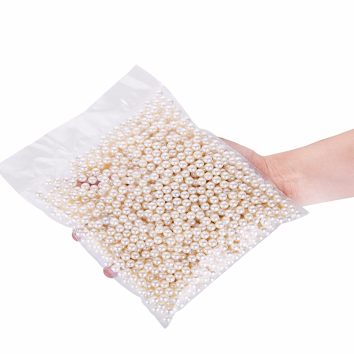 Makeup Beads for Brushes, Art Faux Pearls, HBlife 1100-Piece Round Pearl Beads to Hold Makeup Brush, Lipstick, Mascara, Eyeliner, 8mm (Beige)