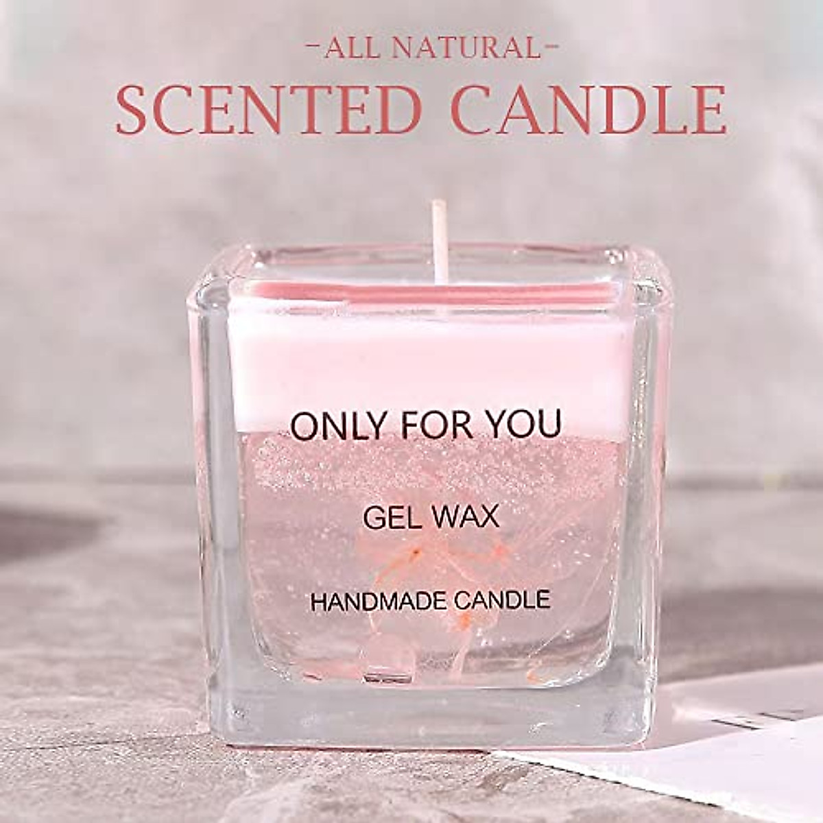 Scented Candle with Dry Flower Inside, Pink Candles Gifts for Women Birthday Mother's Day Anniversary Valentine's Day, Natural Soy Candle Decorative Candles for Home Scented Home Decoration, Non-Toxic