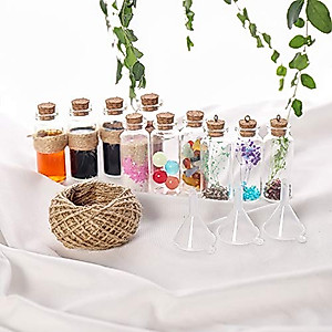 VOFUWS 48PCS 20ml Mini Glass Jars Bottles with Corks(48pcs Eye Screws and 30-meter twine and 3pcs Funnel)