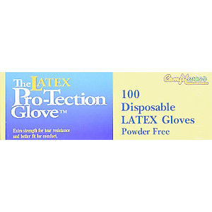 Disposable Latex Gloves, Powder Free Size Large, 100 gloves per box