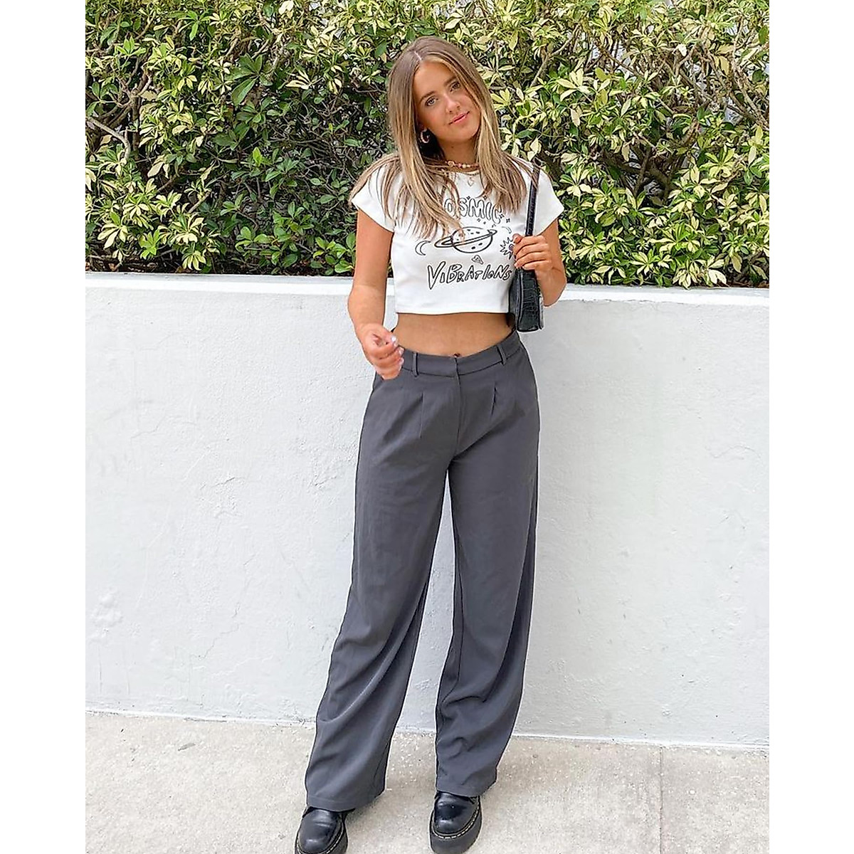 VILIGO Wide Leg Dress Pants for Women High Waisted Work Business Casual Trousers Grey XS