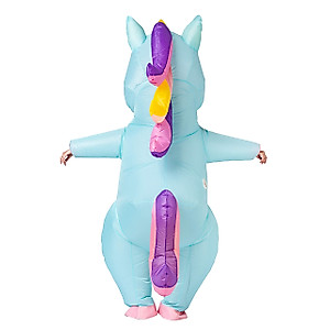 Spooktacular Creations Inflatable Costume Adult, Full Body Riding a Unicorn Blow Up Costume for Halloween Inflatables Costume Dress-Up Party (Blue)
