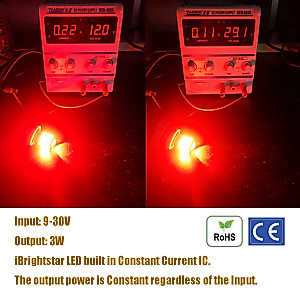 iBrightstar Newest 9-30V Super Bright Low Power 1157 2357 2057 7528 BAY15D LED Bulbs with Projector Replacement for Stop Tail Brake Lights, Brilliant Red