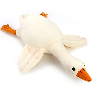 Qpewep 30" Goose Stuffed Animal Weighted Plush Toy 3.2Ibs White Swan Throw Soft Plush Sleeping Pillow Stuffed Animal Toys for Kids Gifts