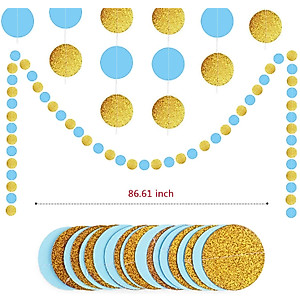 Birthday Decorations Blue and Gold for men,Happy Birthday Banner White, Blue Balloons and Gold Confetti Balloons Hanging Swirls, Glitter Circle Dots for Boy's Birthday Party, Baby Shower Adults Party