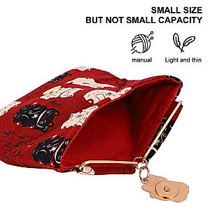 TENDYCOCO Women Wallet Lucky Cat Printed Coin Purse Magnetic Buckle Cotton Pouch Japanese Style Wallet