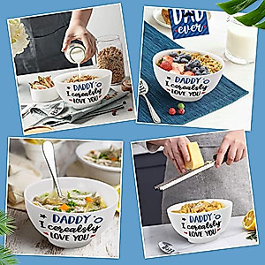 Father's Gift Dad Cereal Bowl and Cereal Killer Spoon Set with Best Dad Ever Greeting Card Set of 3 Birthday Engraved Box Basket Cerealsly Love You Daddy Christmas Present from Daughter Son Ice Cream