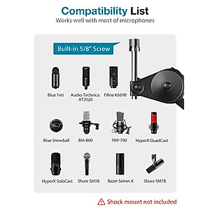 InnoGear Microphone Arm Stand, Heavy Duty Mic Arm Microphone Stand Suspension Scissor Boom Stands with Mic Clip and Cable Ties for Blue Yeti Snowball Hyper X QuadCast SoloCast Fifine Gaming (Medium)