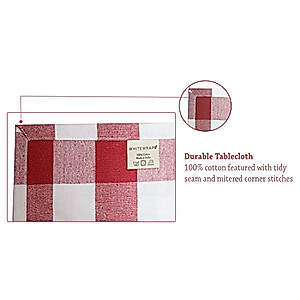WHITEWRAP Buffalo Check Tablecloth |Red and White|60”x90”| Indoor Outdoor, Restaurant, Hotel Quality| Gingham Table décor | Table Protector for Picnic, Party and Dinner| Tabletop Washable Farmhouse