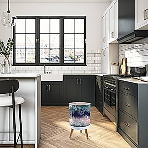 Trash Can with Lid Hand Painting Abstract Watercolor Tie Dye Ink Stains Splashes Brush Wood Small Garbage Bin Waste Bin for Kitchen Bathroom Bedroom Press Cover Wastebasket 7L/1.8 Gallon