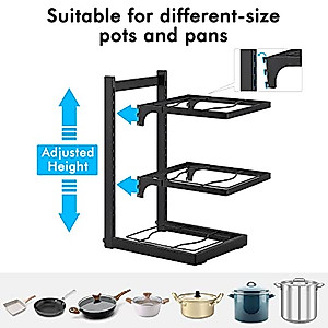 KES Cabinet Door Organizer with Towel Bar & Pots and Pans Organizer, Matte Black , KUR520-BK+KUR510-BK
