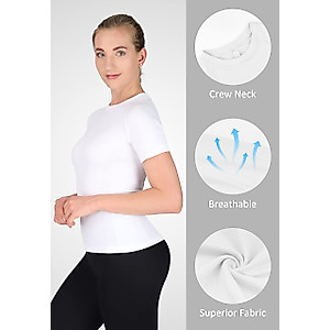 MathCat Workout Shirts for Women Short Sleeve, Workout Tops for Women, Quick Dry Gym Athletic Tops，Seamless Yoga Shirts White
