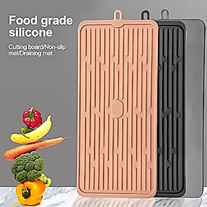 DEPILA GIZTAT，Under Sink mat Silicone Drying Mat for Kitchen Counter Silicone Sink Mats Silicon Dish Dry Mat Heat Resistant Kitchen Mat soap Box (Color : Black)