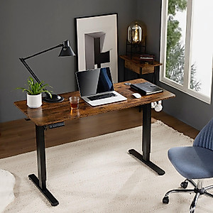 Sweetcrispy Electric Standing Desk - 40 x 24 inch Adjustable Height Sit to Stand Up Desk with Splice Board, Rising Home Office Computer Table with 2 Hook and Wire Hole for Work
