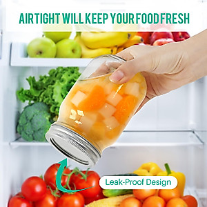 CAKKVDE Mason Jars 16 oz with Lids and Bands 15 Pack, Regular Mouth Food Storage Canning Jars, Clear Glass Jars for Canning, Fermenting, Jam, Honey, Wedding Favors, Sauces, DIY