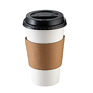 Comfy Package [100 Sets - 16 oz. Disposable Coffee Cups with Lids, Sleeves, Stirrers - To Go Paper Hot Cups