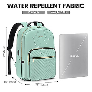 LOVEVOOK Laptop Backpack for Women 15.6 inch,Cute Womens Travel Backpack Purse,Professional Laptop Computer Bag,Waterproof Work Business College Teacher Bags Carry on Backpack with USB Port,Mint Green