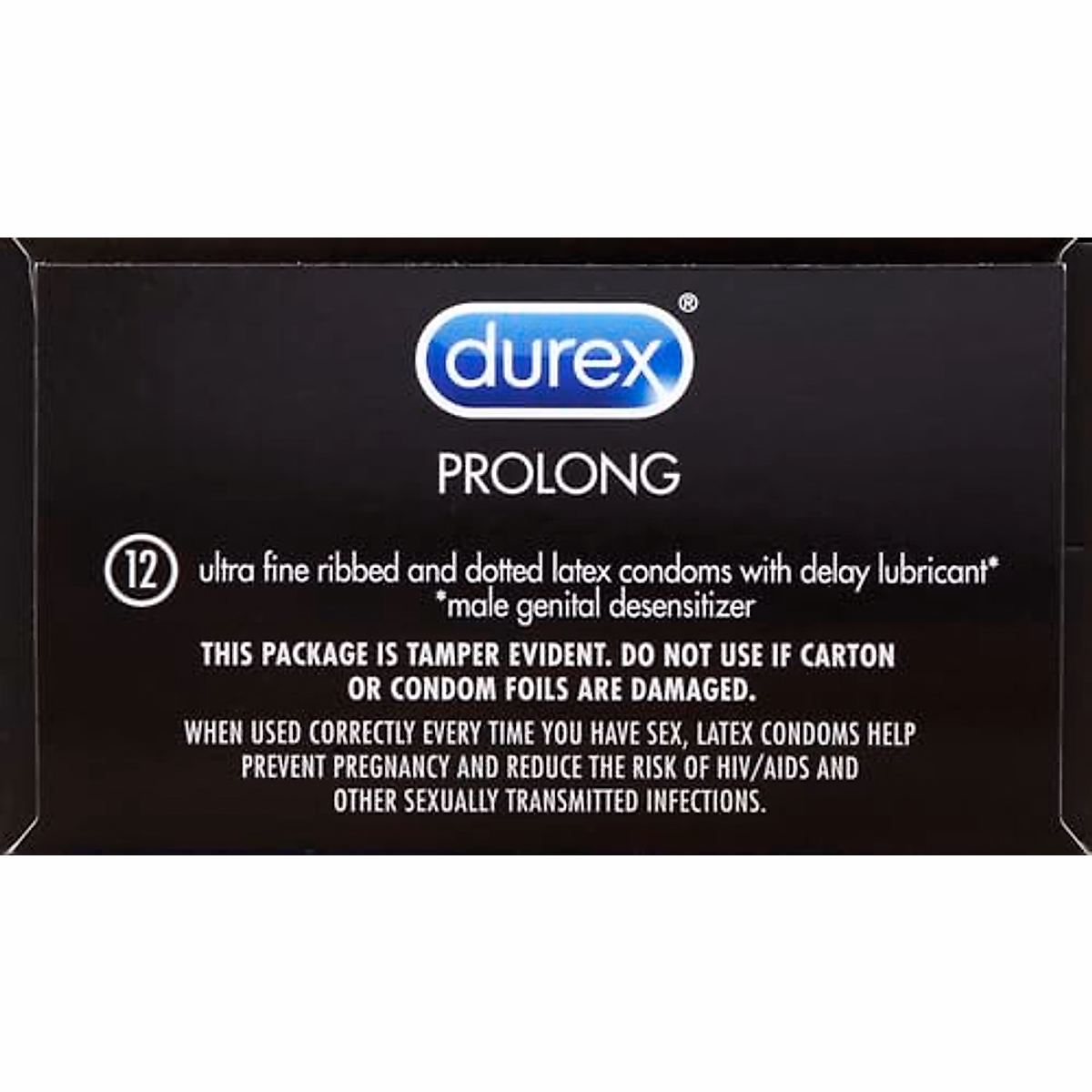 Durex Condom Prolong Natural Latex Condoms, 12 Count - Ultra Fine, ribbed and dotted with delay lubricant, Regular Fit