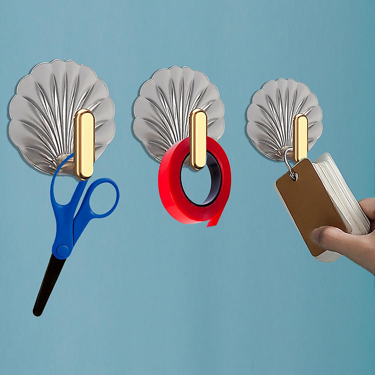 16 Versatile Wall Hooks for Hanging in one Box, Removable Adhesive Strips, Organize Clothes, Jewelry, Purse Hanger and Storage Organize, and More