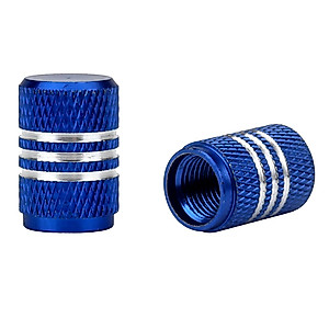 Senzeal 5X Aluminum Car Tire Valve Stem Caps Round Style Air Covers Blue