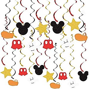30Ct Micky Hanging Swirl Decorations, Mouse Birthday Party Ceiling Streamers, MouseTheme Party Supplies, Party Favors for Boys Kids