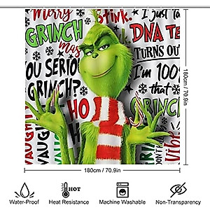 NKICAW Christmas Shower Curtain Sets, 4Pcs Bathroom Sets with Shower Curtain, Toilet Lid Rug, Contour Mat and Bath Mat, Shower Curtain with 12 Hooks for Bathroom Set Decor (72 x 72 Inch)