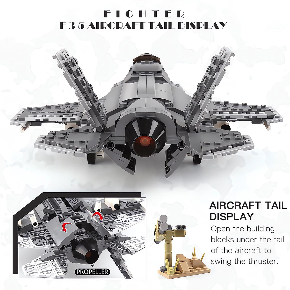 MEOA 646 Pcs F-35B Lightning II Plane Building Toys WW2 Fighter Jet F35 Model Kits Military Airplane Building Blocks Set Bricks Toy Gifts for Kids and Adults