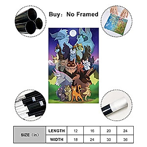 WANGMING Warriors Cats Poster Canvas Wall Art Prints Poster Gifts Photo Picture Painting Posters Room Decor Home Decorative 12x18inch(30x45cm)