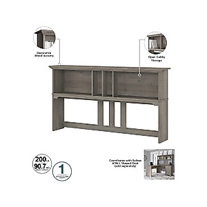 Bush Furniture Salinas Hutch, Desk Attachment with Shelf Storage for Home Office, 60W, Driftwood Gray