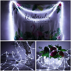 Speclux Solar Rope String Lights, 33ft 200LED Solid Tube Fairy String Lights, Waterproof Outdoor Starry Lights with 8 Lighting Modes for Patio, Garden, Gate, Yard, Party, Home Decoration(Cool White)