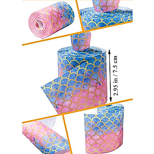Fish Scale Ribbon Thread Trim DIY Art Crafts Gift Wrapping Ribbon Decoration for Headband Hair Clips Bow Gift Wrap Summer Sea Themed Party Suppliers