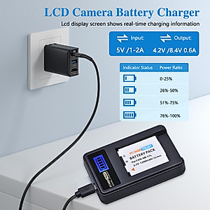PowerTrust 2 Pack 3.7v NB-11L Replacement Battery and NB-11LH LCD USB Charger for Canon PowerShot A2300 IS, A2400 IS, A2500, A2600, A3400 IS, A3500 IS, A4000 IS, ELPH 110 HS, ELPH 115 HS, ELPH 130 HS,