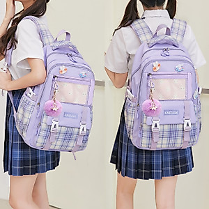AO ALI VICTORY Girls Backpack 15.6 Inch Laptop School Bag Cute Kids Elementary College Backpacks Large Bookbags for Teen Girl Women Students Anti Theft Travel Daypack - Purple