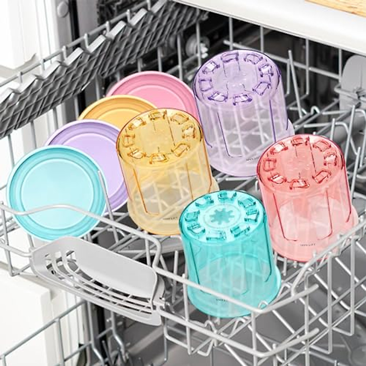 FIRJOY 16 oz. Containers | Extra Replacement Pints and Lids - Compatible with Ninja Creami NC301 NC300 NC299AMZ Series ONLY (4 Pack - Purple, Pink, Green, Yellow)