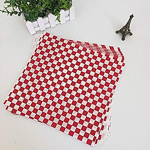 Hslife 100 Sheets Red and White Checkered Dry Waxed Deli Paper Sheets, Paper Liners for Plastic Food Basket, Wrapping Bread and Sandwiches