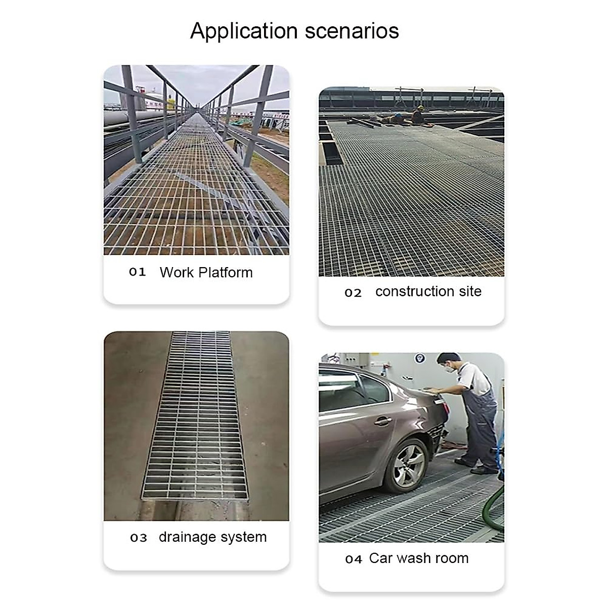 Galvanized Steel Drain Grate and Frame, Two Outdoor Drain Cover, Durable Heavy Duty Channel Grate, Sewer Grate, for Work Platform, Construction Site, Car Wash Room