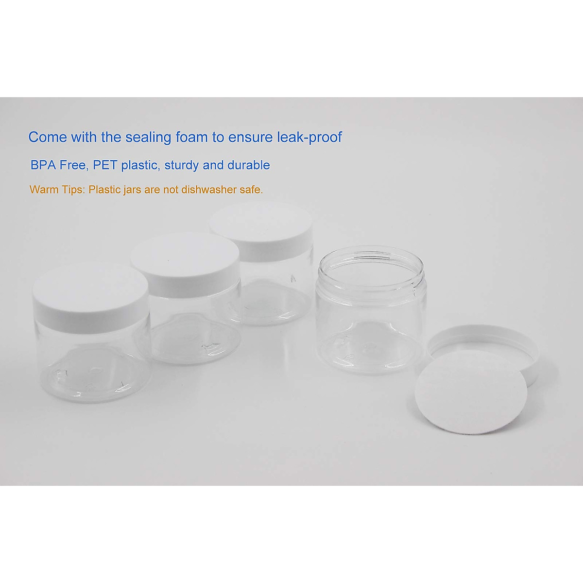 suituts 28 Pack 5oz (150ml) Plastic Slime Jars/Containers with White Lids, Plastic Jars with Lids, Storage Favor Jars/Empty Wide-Mouth Jars for Slime, Body Butter, Cosmetics, Scrub