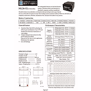 ML26-12 12V 26AH SLA Rechargeable Battery/Flame Retardant