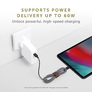 Native Union Type-C Belt Cable - USB-C to USB-C 4ft Ultra-Strong Charging Cable Compatible with iPad Pro 2018-21, iPad Air 5, Microsoft Surface Go 3, Google Pixel 6, Samsung Galaxy S22 (Cosmos)