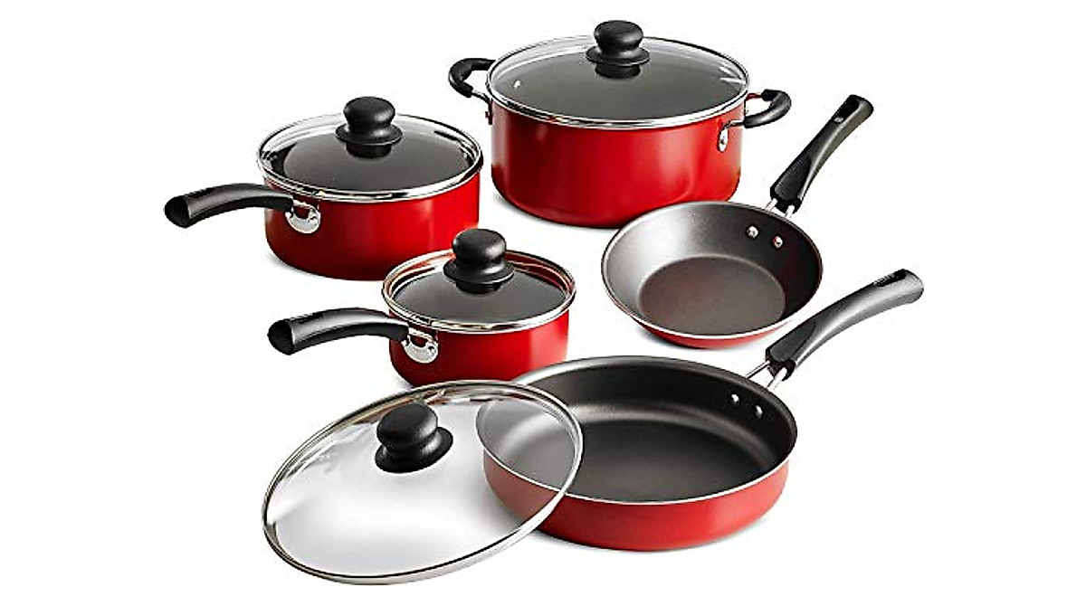 Tramontina 9-Piece Nonstick Cookware Set – Red