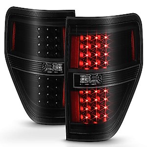 ACANII - For 2009-2014 Ford F150 Pickup Truck Black Housing Smoked Lens LED Tail Lights Brake Lamps Assembly Left+Right