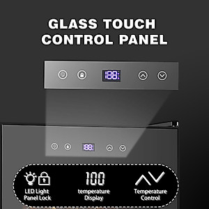 Saeoola Beverage Refrigerator and Cooler 3.4 Cu.ft Mini Fridge Glass Door,Digital Temperature Display for Soda,Beer or Wine for Home,Office or Bar with LED Light,Removable Shelves (Black)