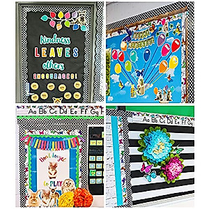 Schoolgirl Style Black and White Gingham Bulletin Board Borders, Woodland Whimsy Classroom Decorations, 39 Feet